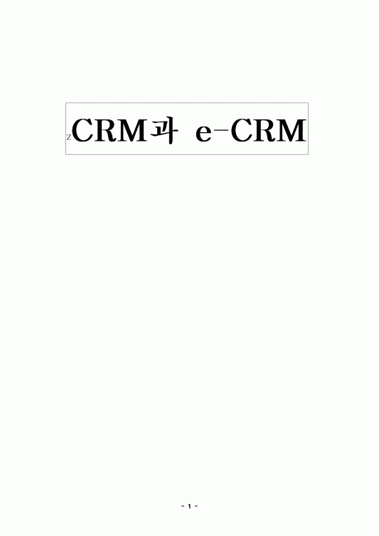 [분석/조사] CRM과 e-CRM