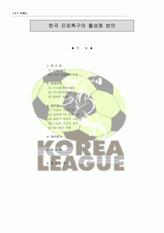 한국 프로축구의 활성화 방안