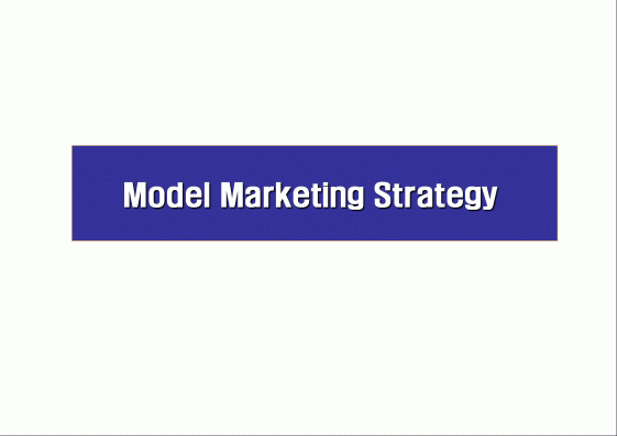 모델 마케팅 전략 Model Marketing Strategy