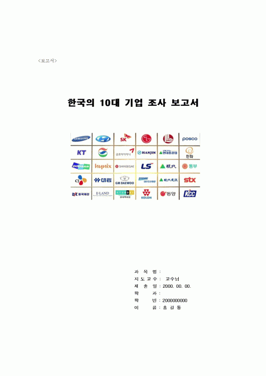 한국 10대 대기업 조사 보고서