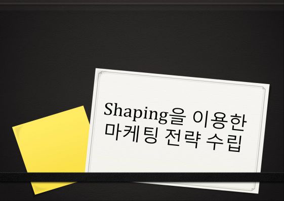 Shaping을 이용한 마케팅전략수립,Shaping성공사례와실패사례,Shaping마케팅전략