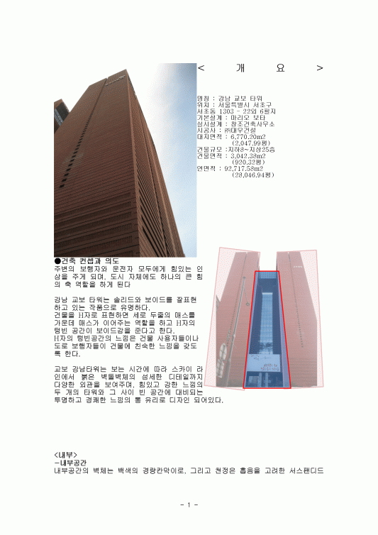 강남교보타워 조사, 건축 컨셉과 의도