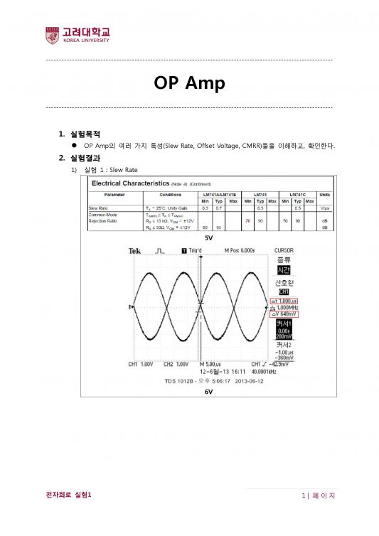 [전자회로 실험] 09.Op-amp의 특성