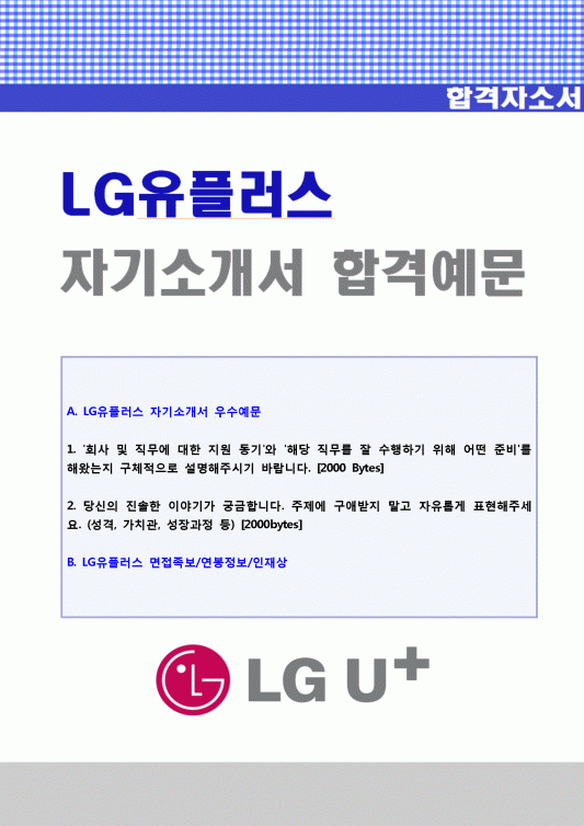 (LG유플러스 자기소개서 + 면접족보) LG유플러스 (영업직/마케팅) 자기소개서 합격예문 [LG유플러스 합격자소서/LG유플러스 자기소개서 LG유플러스 자소서 자기소개서샘플]