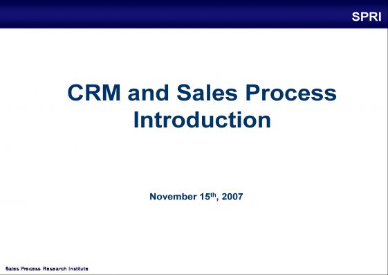 CRM & Sales Process Introduction Nov.15t