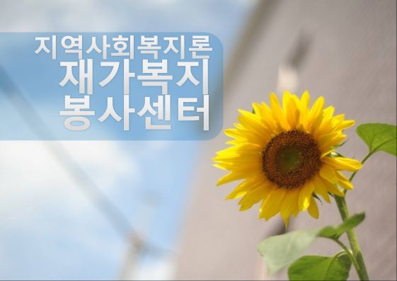 [지역사회복지론] 재가복지 봉사센터