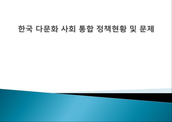 한국 다문화 사회 통합 정책현황 및 문제
