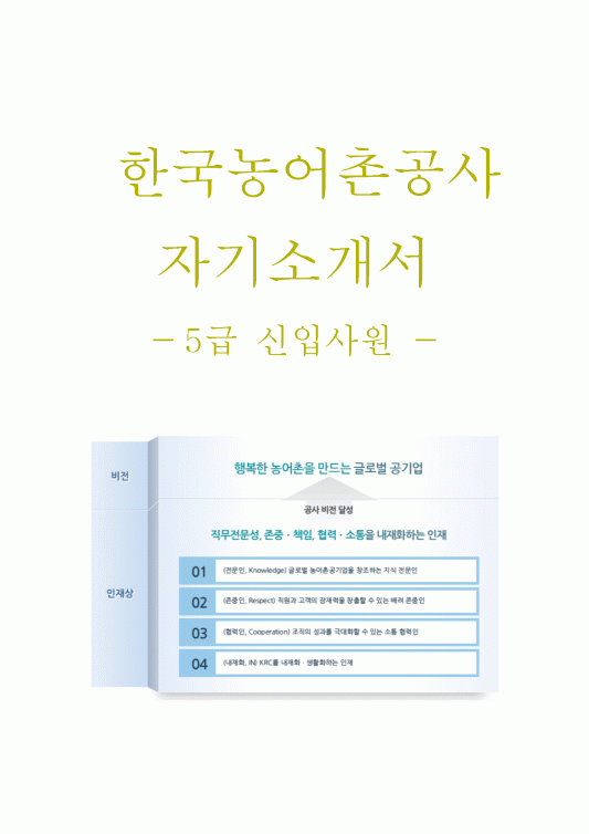 한국 농어촌공사 5급 신입사원 자소서 공기업 자기소개서