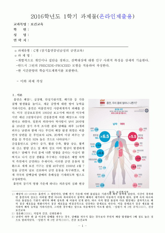 한국방송통신대학교 <보건교육 - 장기흡연중년남성의 금연교육>