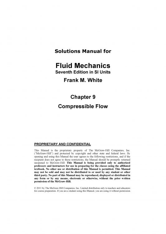 Fluid Mechanics-Frank M White Solution Ch9