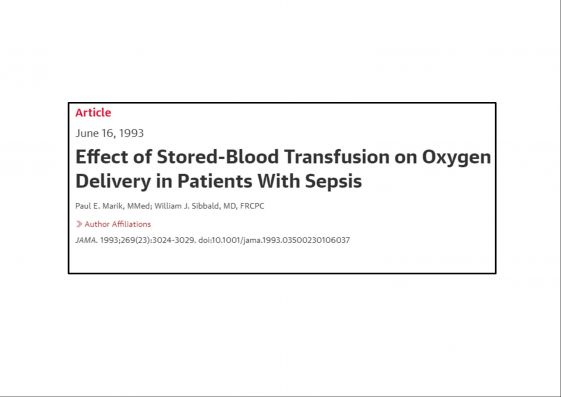 Effect of stored-blood transfusion on oxygen delivery in patients with sepsis