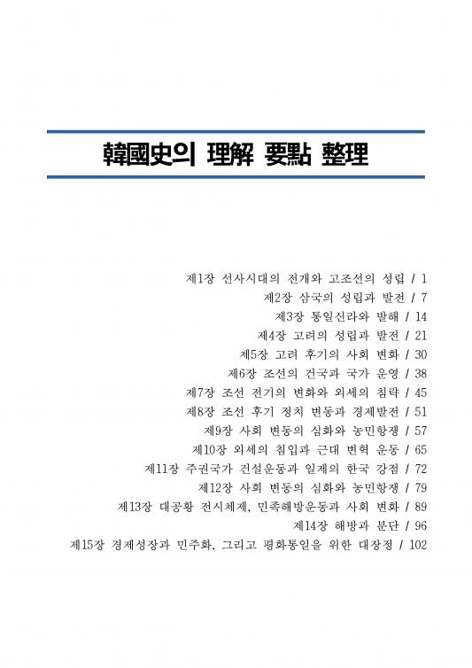 한국사의 이해 기말시험 핵심정리