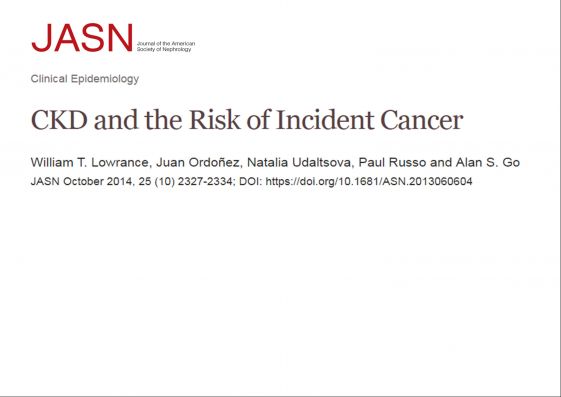 JASN_CKD and the Risk of Incident Cancer_발표자료