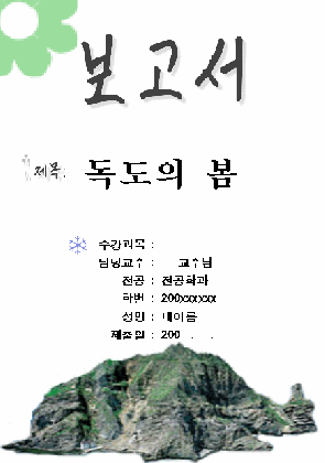 독도의 봄 레포트표지