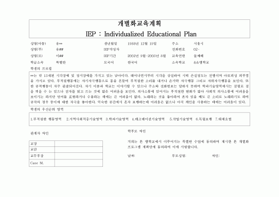 IEP 개별화교육계획