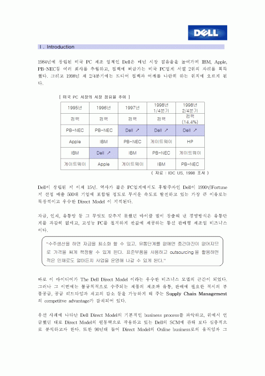 마케팅 케이스 - 델컴퓨터 분석