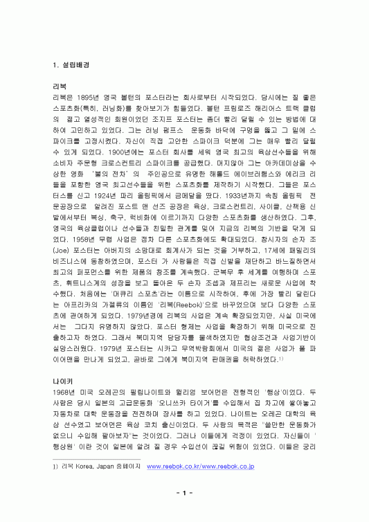 (마케팅) 나이키와 리복 경영 및 광고 비교분석