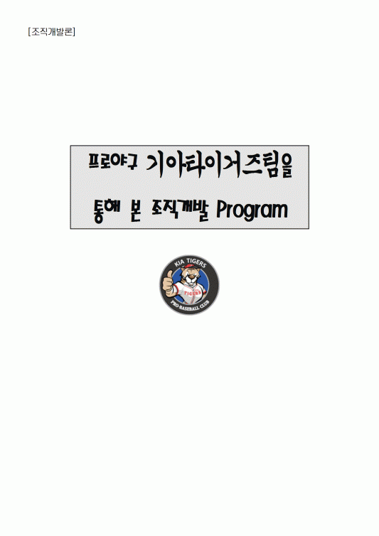 (조직구조) 프로야구 기아 타이거즈팀을 통해 본 조직개발