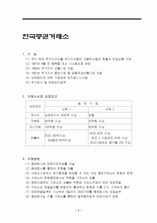 한국증권거래소 코스닥시장 제3시장의 기능