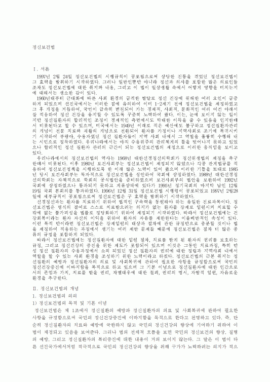 정신보건법의 개정배경 및 개정내용