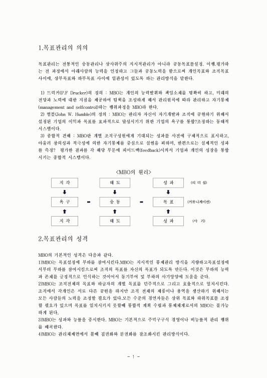 목표관리에 대하여