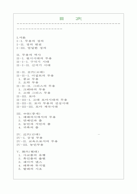 무용의 정의와 역사[古代(고대),中世(중세),近代(근대),現代(현대)]