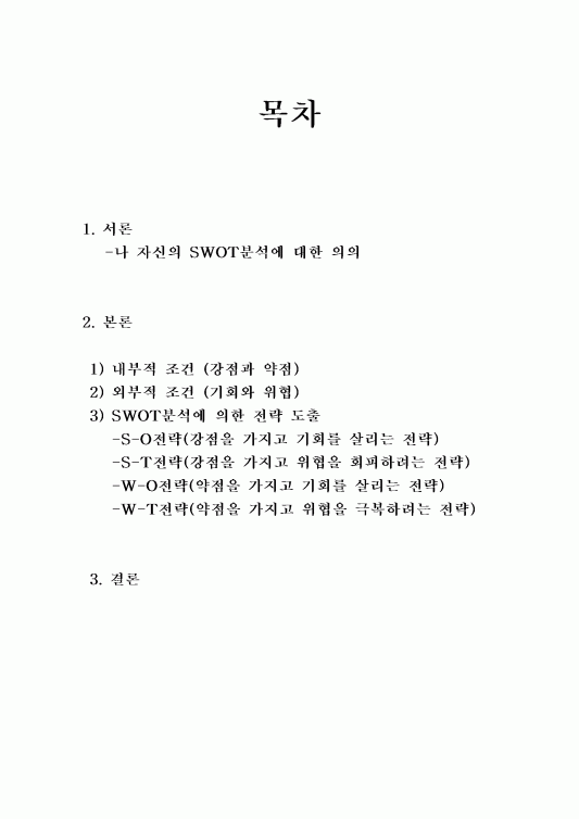 나 자신의 [SWOT 분석]