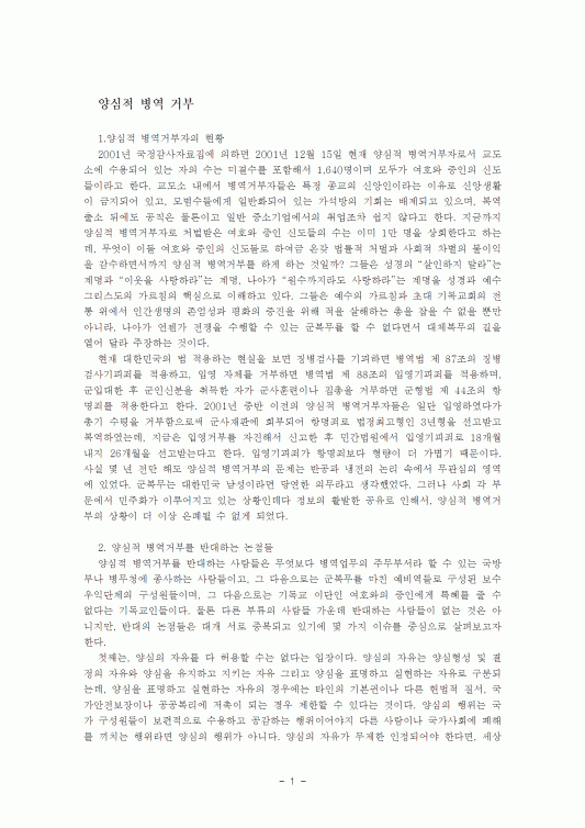 [인문과학] 양심적 병역거부