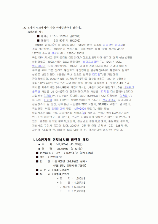 LG 전자의 인도네시아 진출 마케팅전략에 관하여