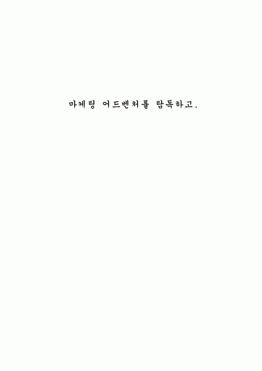 마케팅 어드벤처