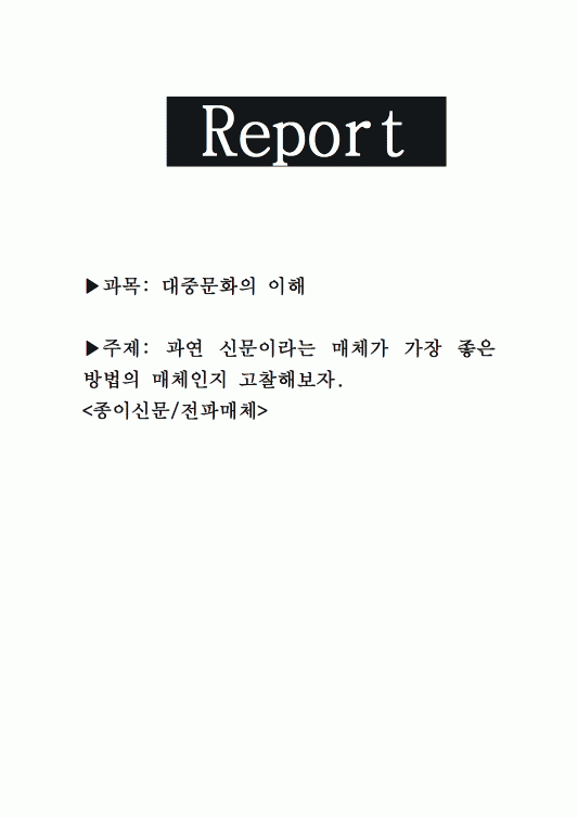 신문과 전자매체 그리고 방송 비교분석