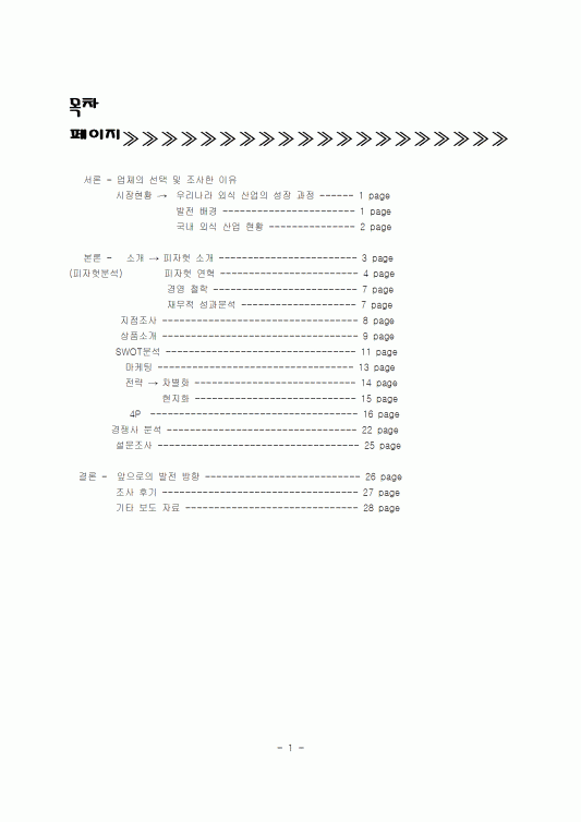 피자헛 swot분석과 보도자료 및 결과 등