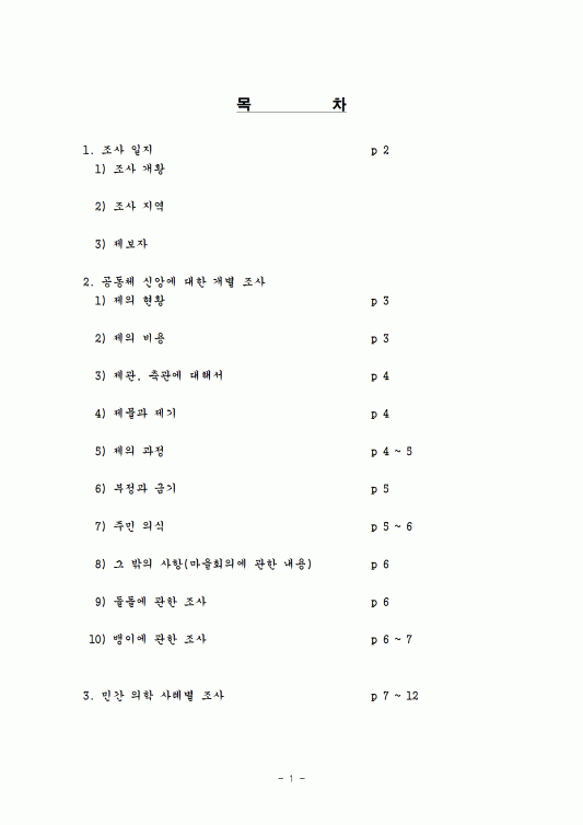 민속조사 현장 답사 보고서