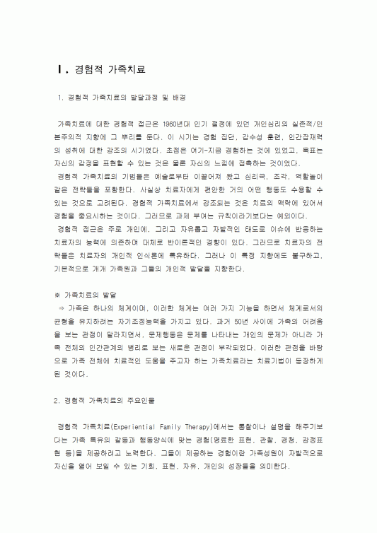 가족치료 이론정리(경험적, 구조적, 행동주의적 가족치료)