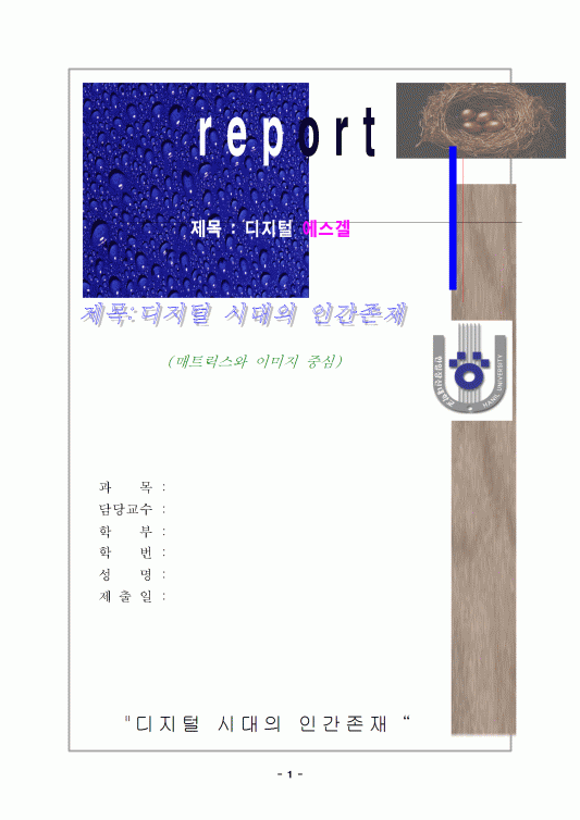 디지털 시대의 인간존재(매트릭스와 이미지 중심)