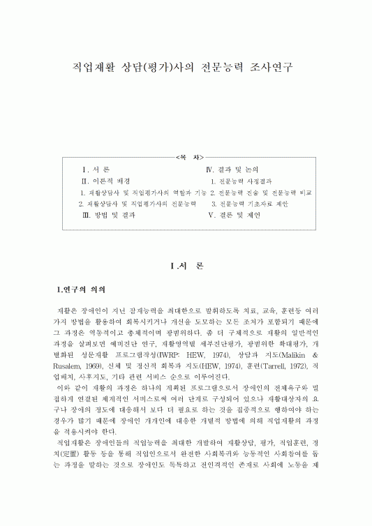 직업재활 상담사의 전문능력 조사연구