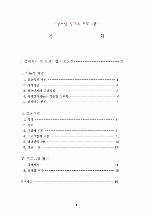 청소년 성교육 프로그램-