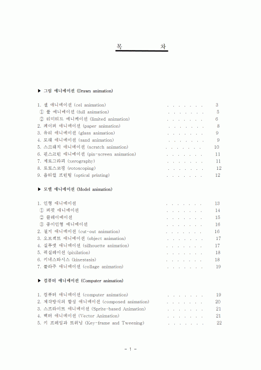 [예체능] 애니메이션의 종류와 기법