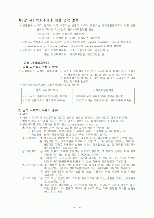 사회복지주체에 대한 법적 검토 및 사회복지사의 법적 지위와 권한