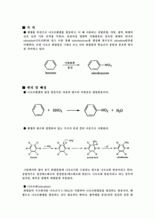 Nitrobenzene(니트로벤젠)의 합성