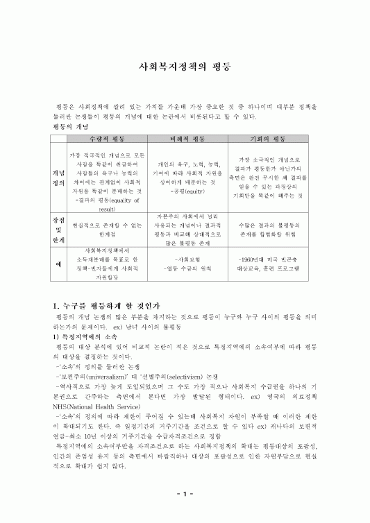 사회복지정책의 평등