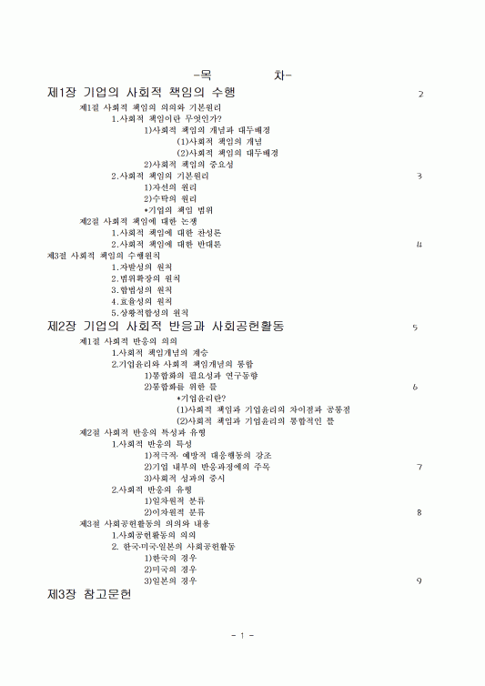 기업의 사회적 책임의 수행 및 기업의 사회적 반응과 사회공헌활동