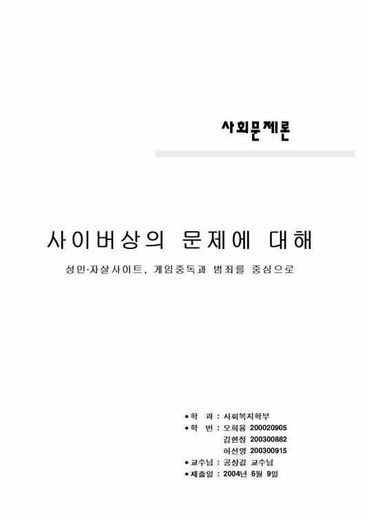 사이버상의 문제