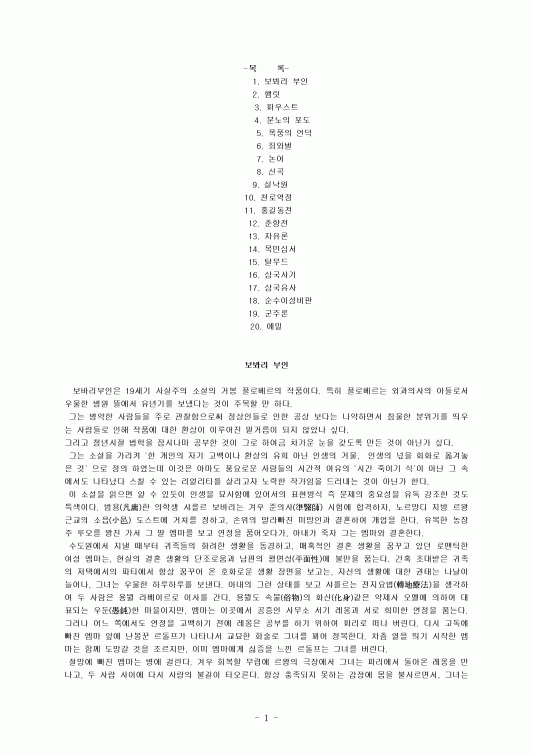 20권의 영미, 한국 소설에 대한 줄거리와 느낀점