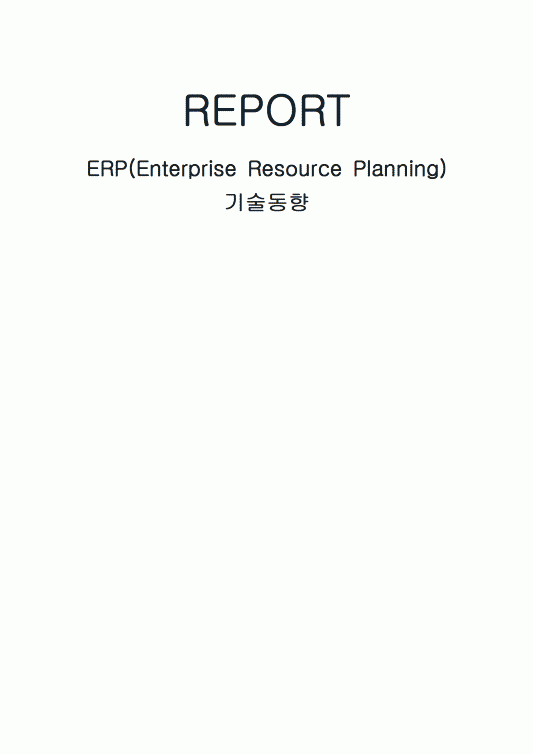 ERP(Enterprise Resource Planning)기술동향