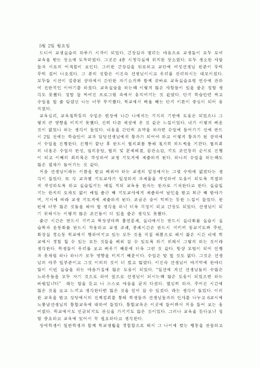 교생실습을 갔다오고 쓴 교육실습일기