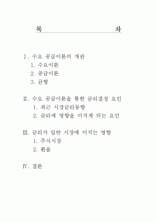 수요 공급 이론에 의한 금리 결정 요인