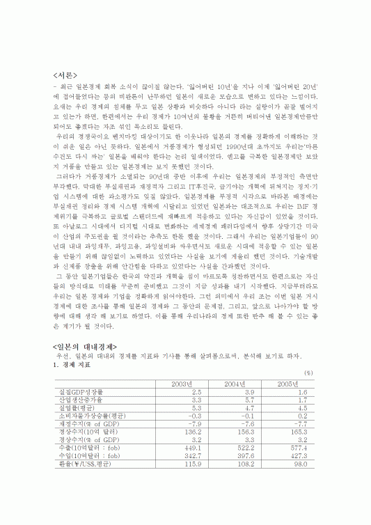 일본경제의 장기침체의 원인과 경기회복 전망