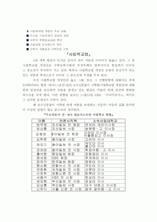 사립학교법의 실태와 문제점 및 해결방안