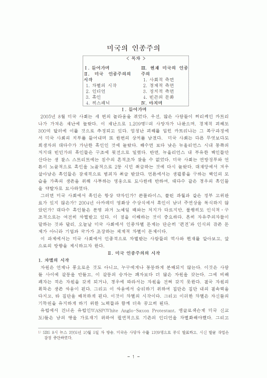 [사회과학] 미국의 인종주의